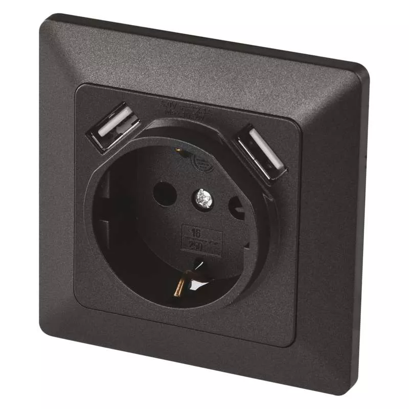 A6000 3 2P F Aljzat 2 X USB 2 1A Antracit N met Elektronika